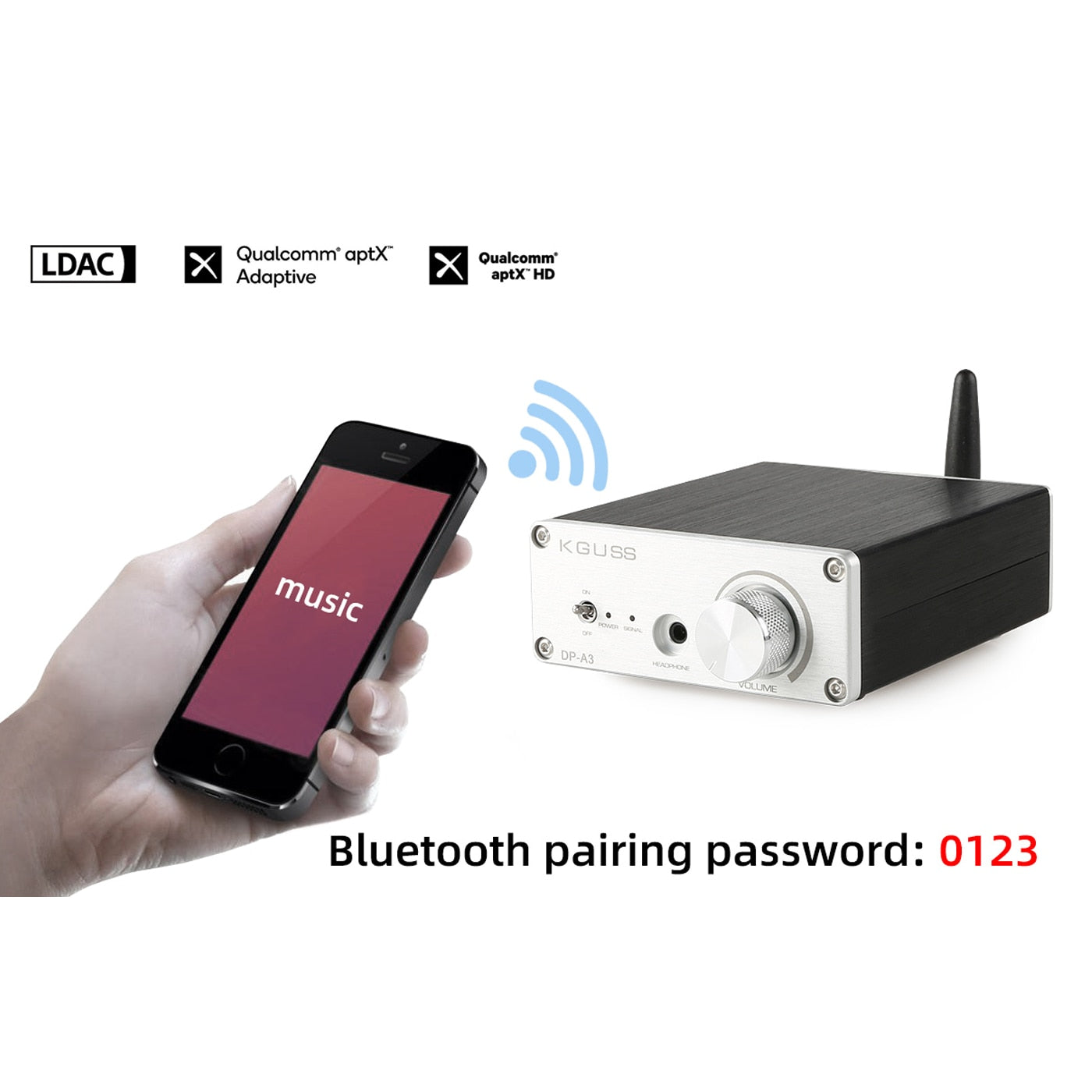 KGUSS DP-A3 QCC5125 Bluetooth 5.0 Digital Power amplifier LDAC PCM5102
