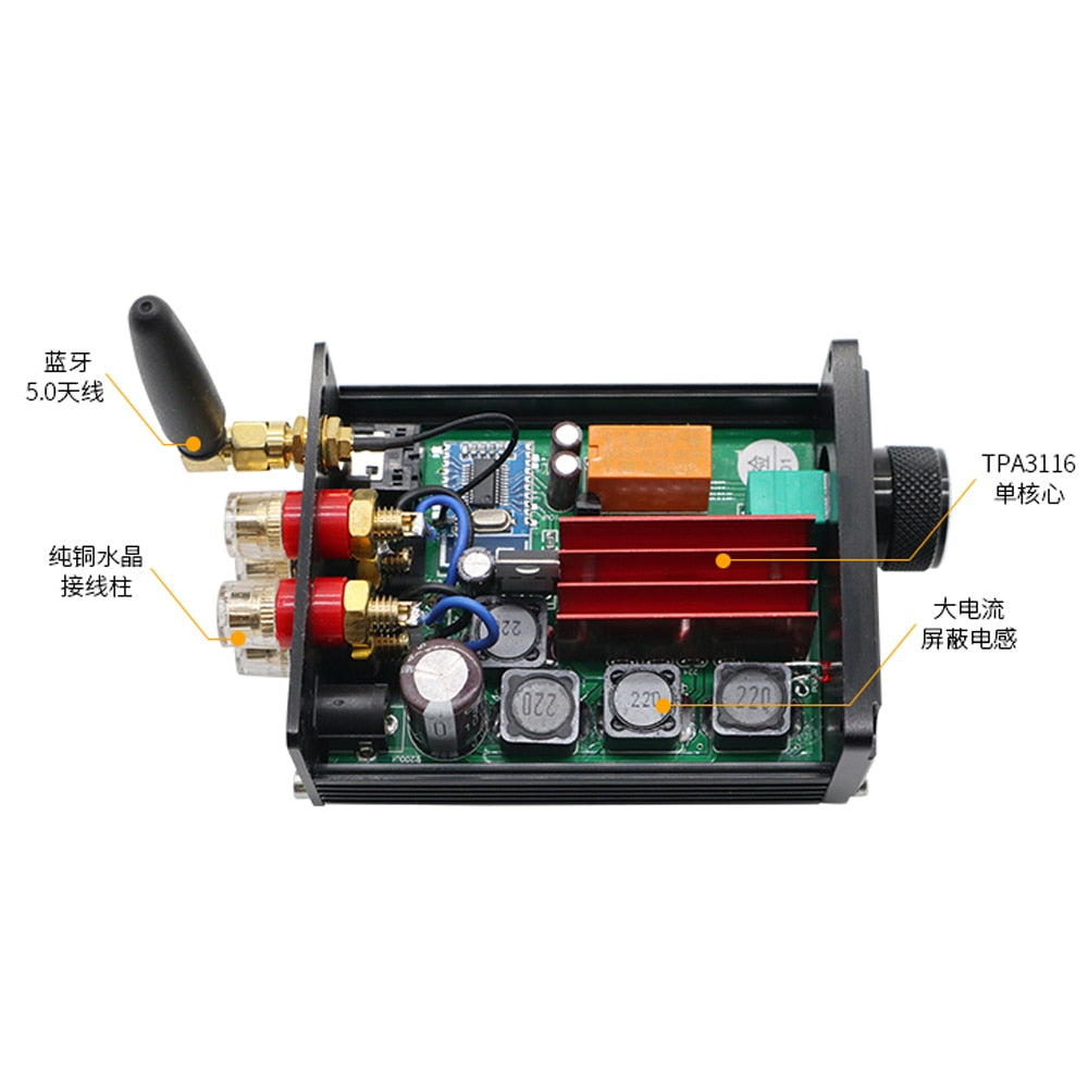 BRZHIFI TPA3116 Class D 2.0 Stereo Digital Power Amplifier Bluetooth 5