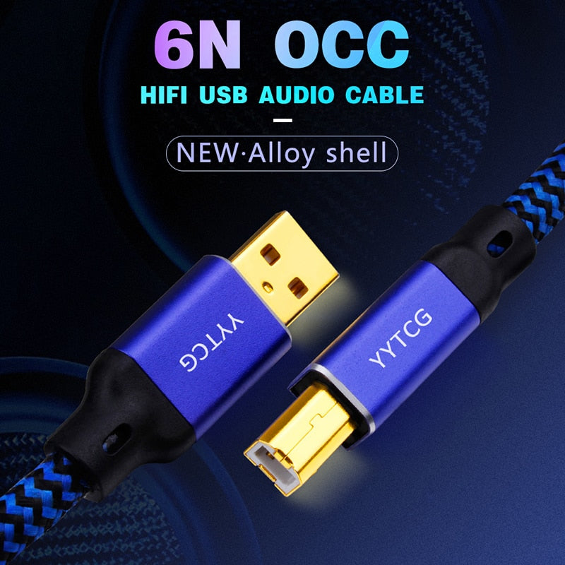 YYTCG Hifi USB Cable DAC A-B Alpha 6N OCC Digital AB Audio A to B high