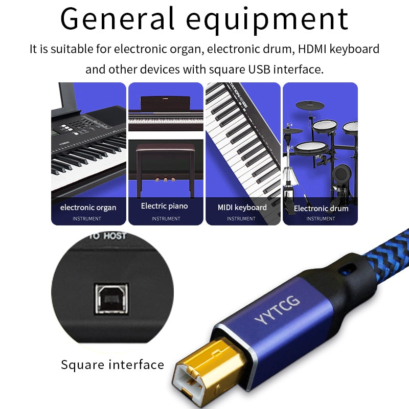 YYTCG Hifi USB Cable Type C to Type B 6N OCC Hifi Data Cable Universal